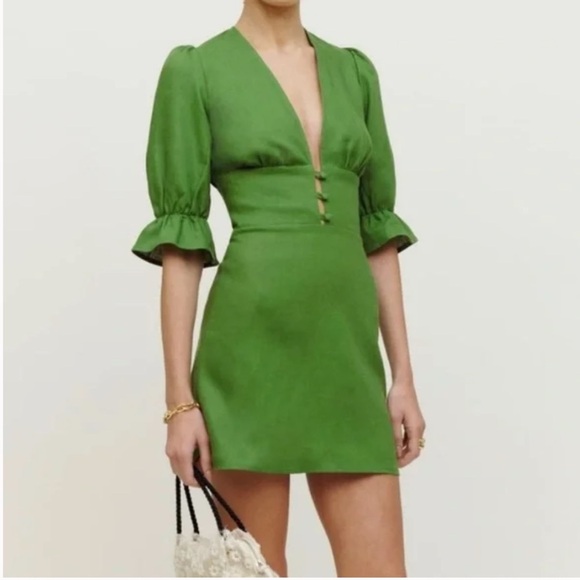 Reformation | Dresses | Reformation Simi Linen Dress Kelly | Poshmark